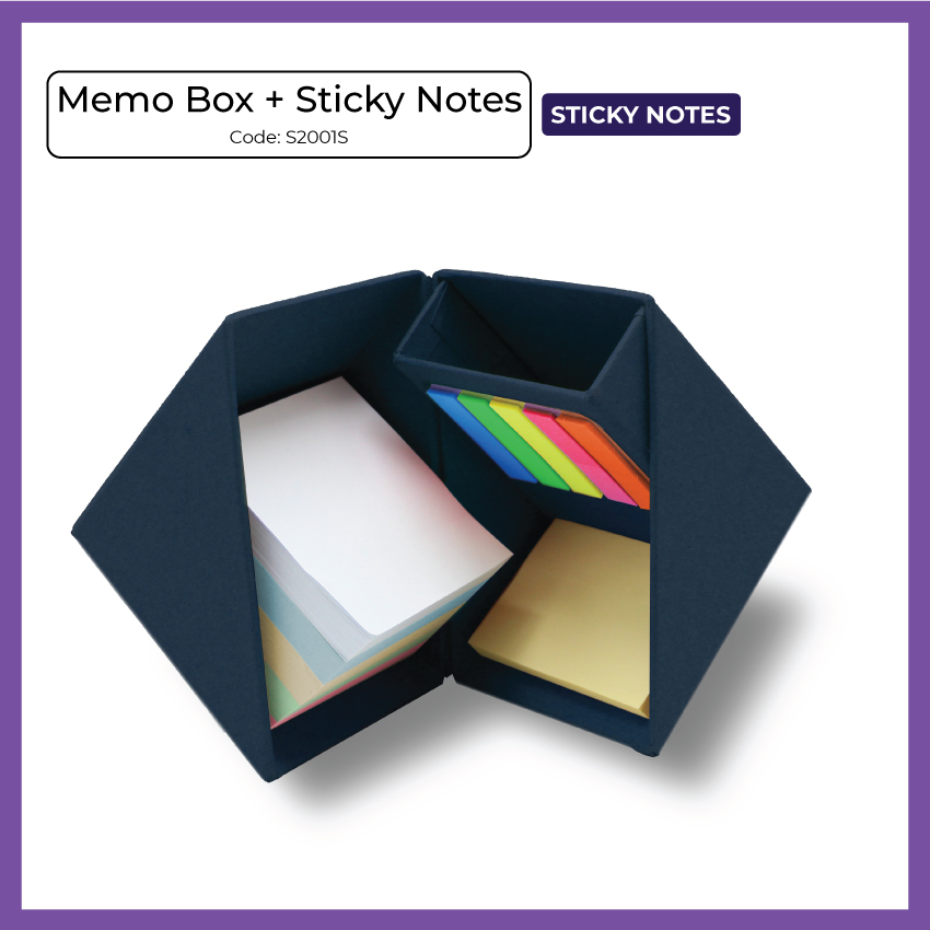 Memo Box w/ Sticky Notes & Page Marker Strips (S2001S) - Three Sixteen Arte